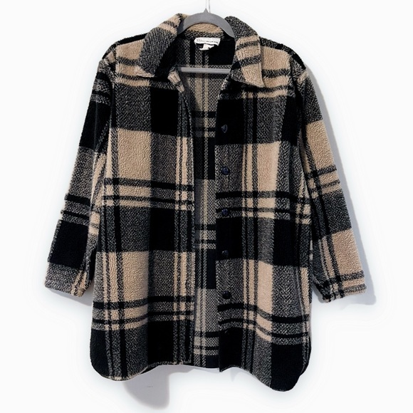 Vintage | Jackets & Coats | Vtg 9s Plaid Button Front Teddy Fleece Shacket | Poshmark